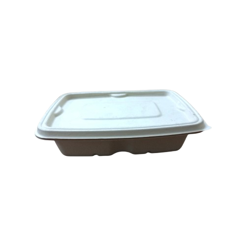 500ML RECTANGULAR BAGASSE CONTAINER ANTILEAK WITH LID - Cosmo Eco Friends